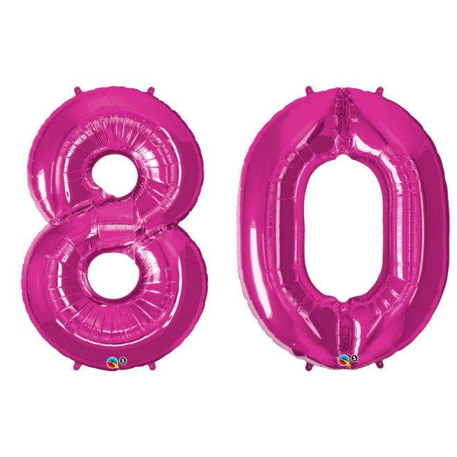 Folienballon Set Zahl - 80 - Pink 86 cm