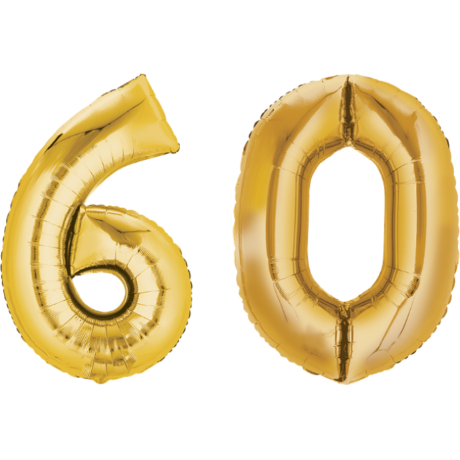 Ballonpost XXL Zahl - 60 - Gold