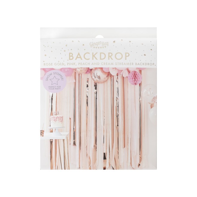 1 Pink and Rose Gold Streamer Backdrop